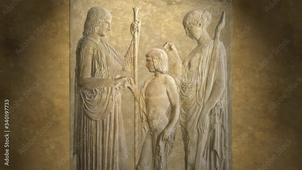 Animated lithography of the goddess Demeter and her daughter Persephone ...