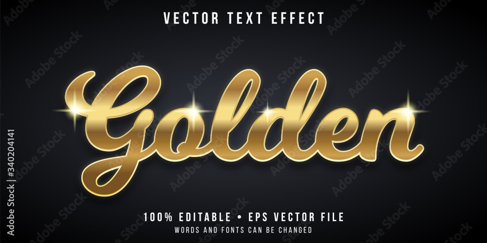 Editable text effect - golden text style Stock Vector | Adobe Stock