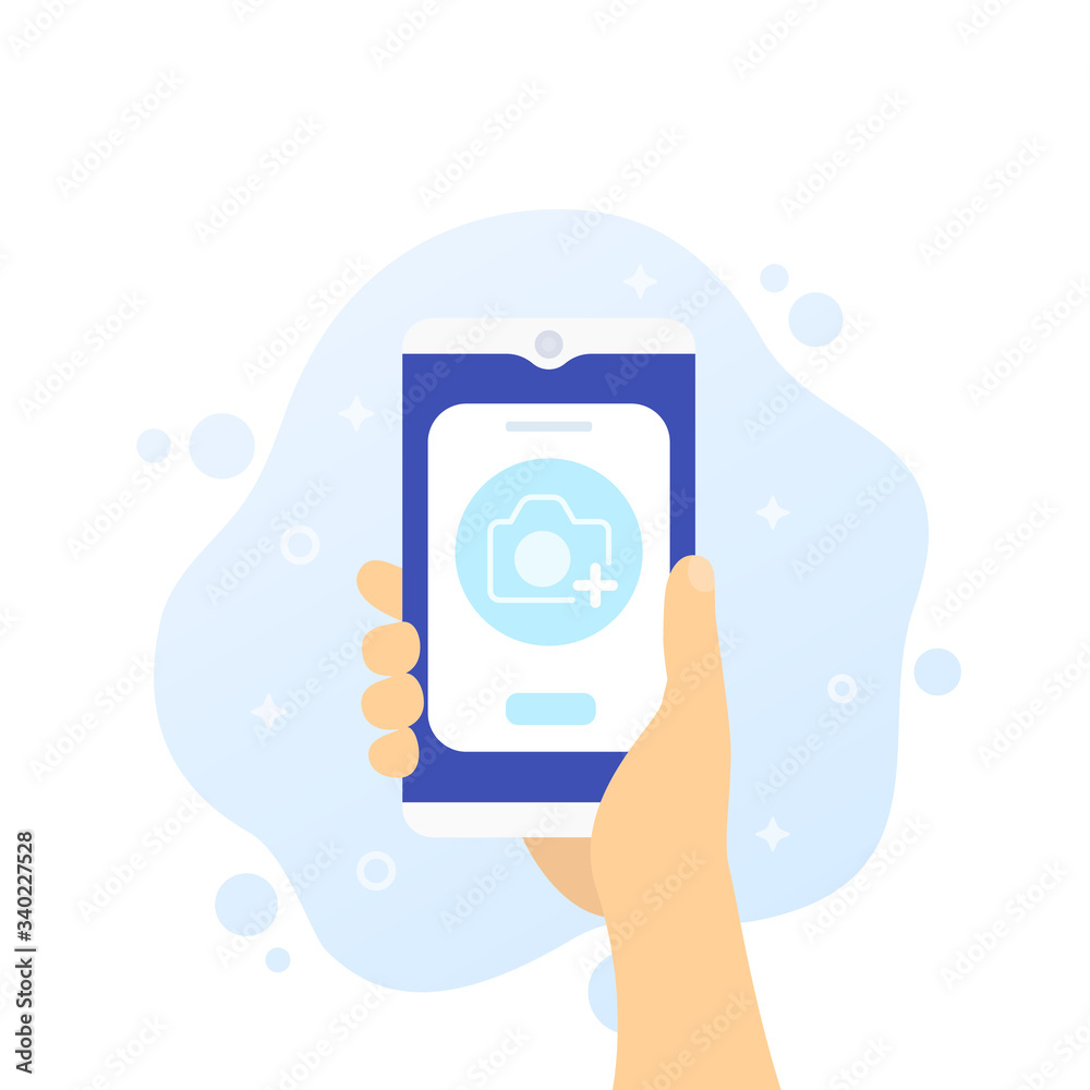 Add photo vector icon with phone Stock Vector | Adobe Stock