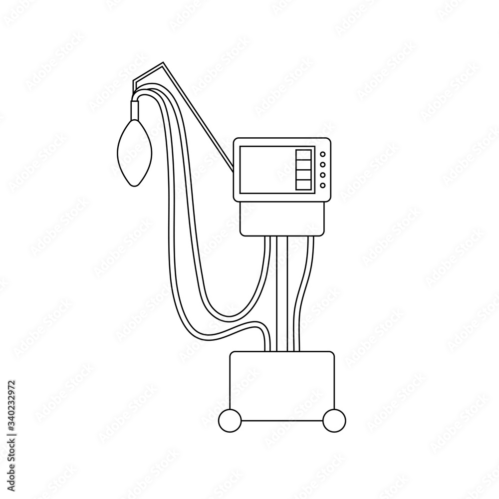 Medical ventilator line icon. Outline mechanical ventilation lungs ...