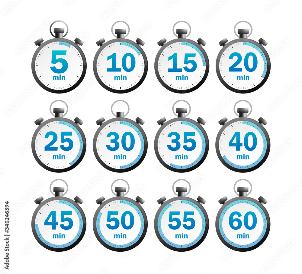 Modern timer set, great design for any purposes. Countdown timer. Watch ...