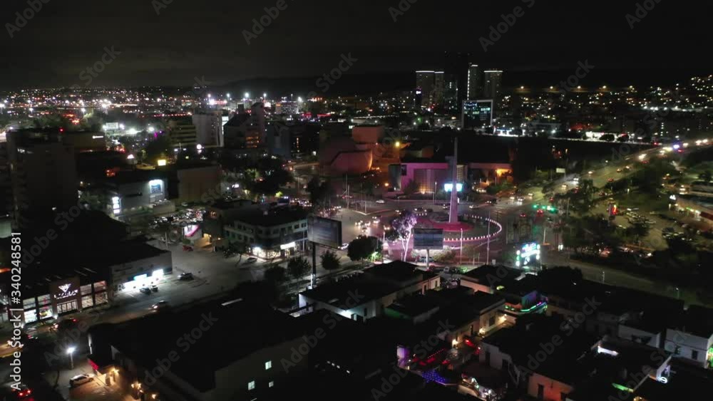 Tijuana mexico at night 4K from a drone view, near the international ...