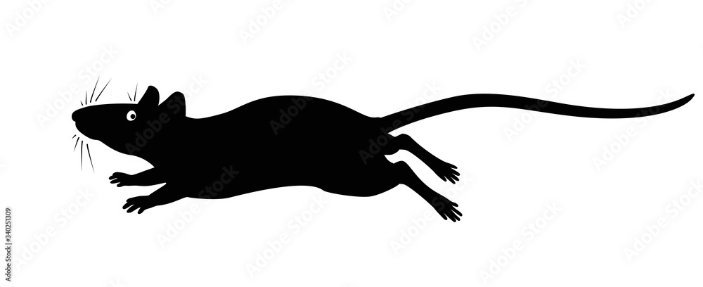 Running rat - vector silhouette for pictogram or logo. Silhouette of a ...