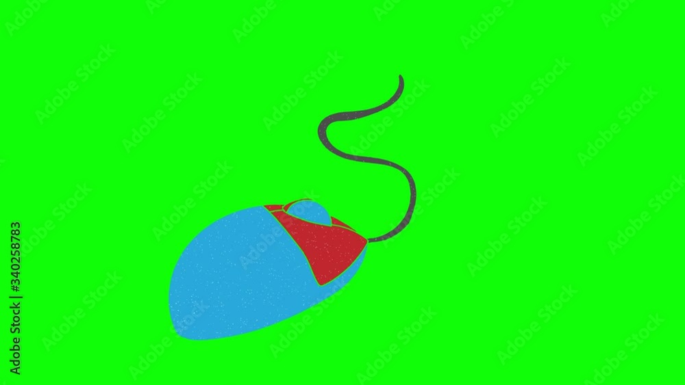 computer mouse hand drawn green screen. floating loop animation Stock ...