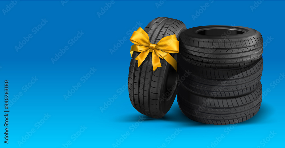 Tire poster design. Tyre shop, spare parts and auto service discount ...
