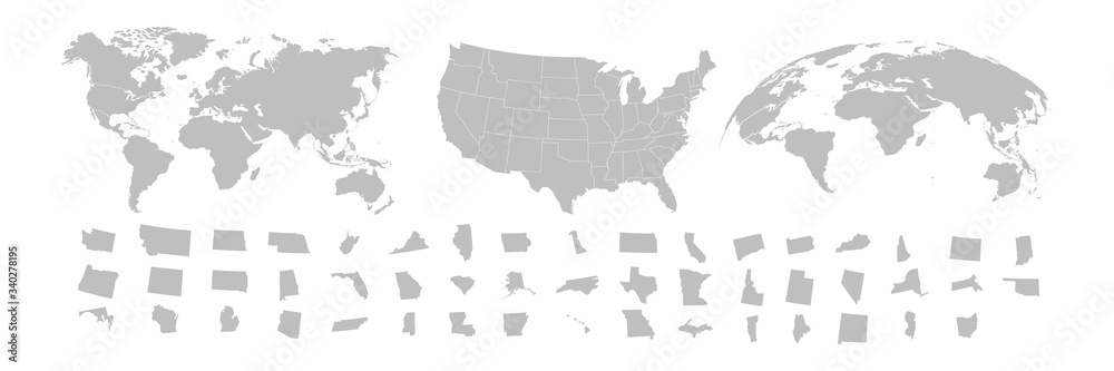 Planet Earth. The Earth, World Map on white background. States of ...