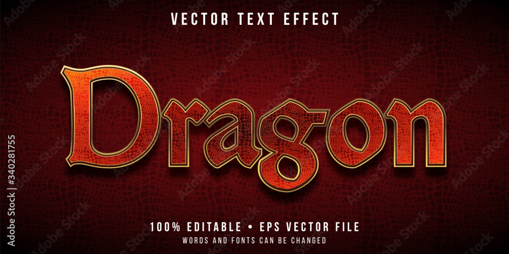 Editable text effect - dragon scale style Stock Vector | Adobe Stock