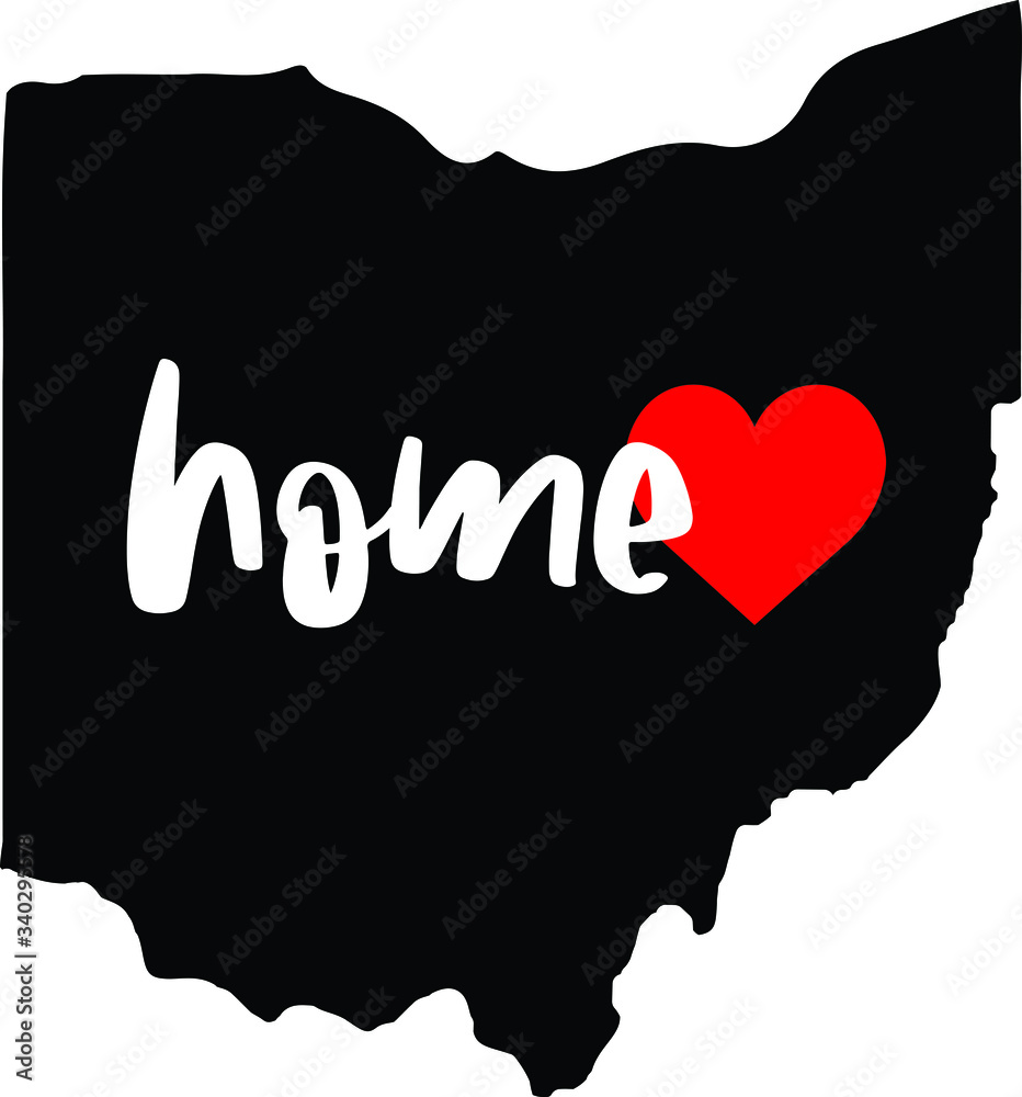 Ohio home state - black state map with Home written in white brush ...