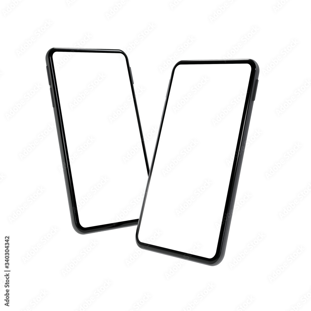 Realistic mock-up smart phone empty screen 3D rendering isolated on ...