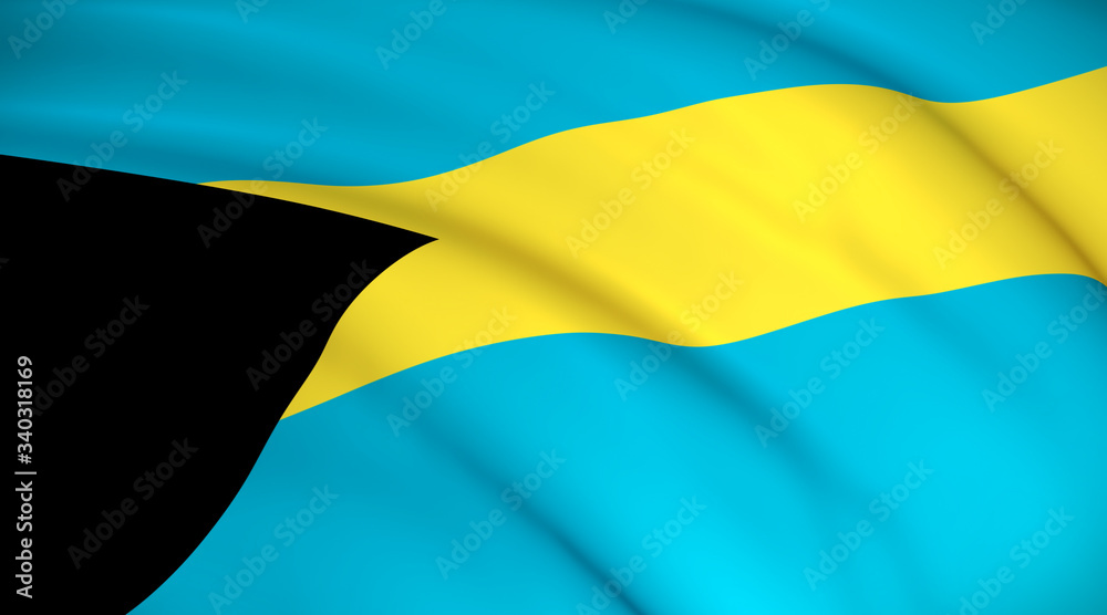 ภาพประกอบสต็อก Bahamas National Flag (Bahamian flag) - waving ...