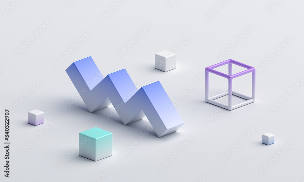 Abstract 3d render, modern geometric background design, colorful ...