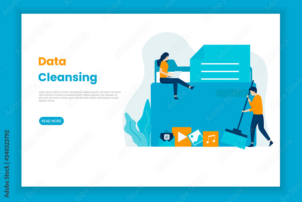 Landing page template of Data Cleansing illustration. This design can ...