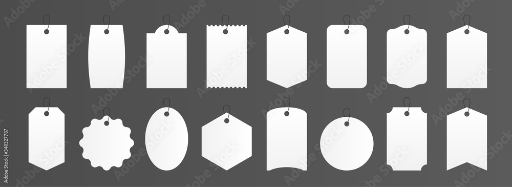Price tags. Realistic square and round gift box labels, white blank ...