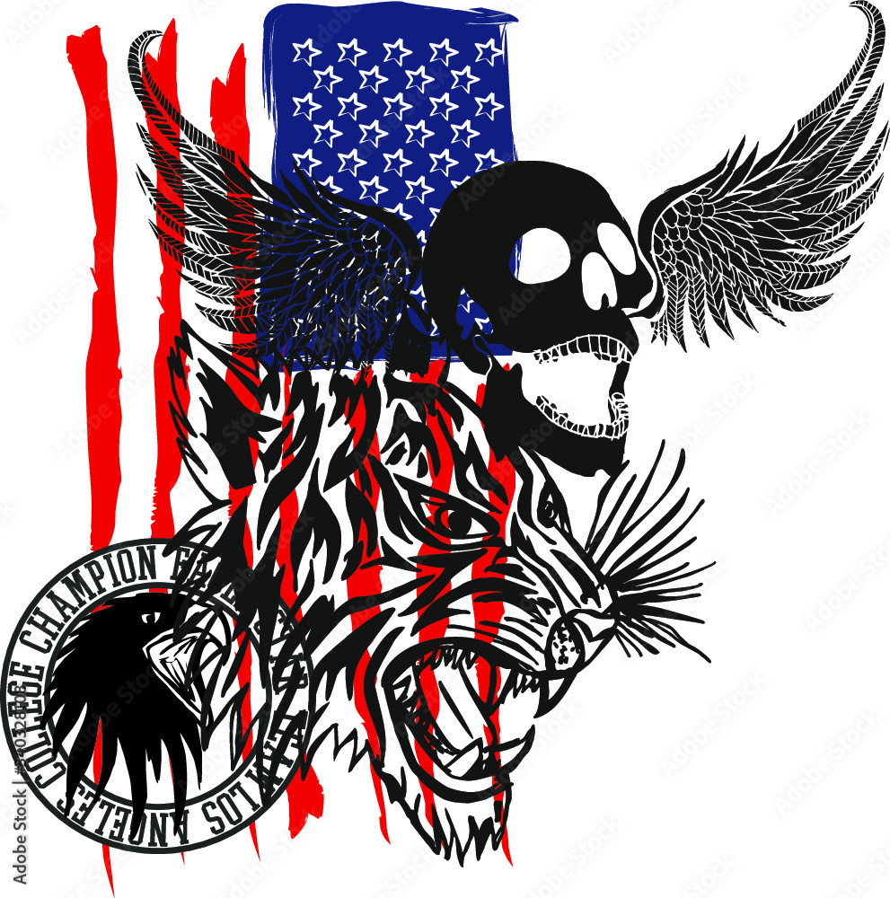 American flag and wild animals graphic design vector art Stock Vector ...