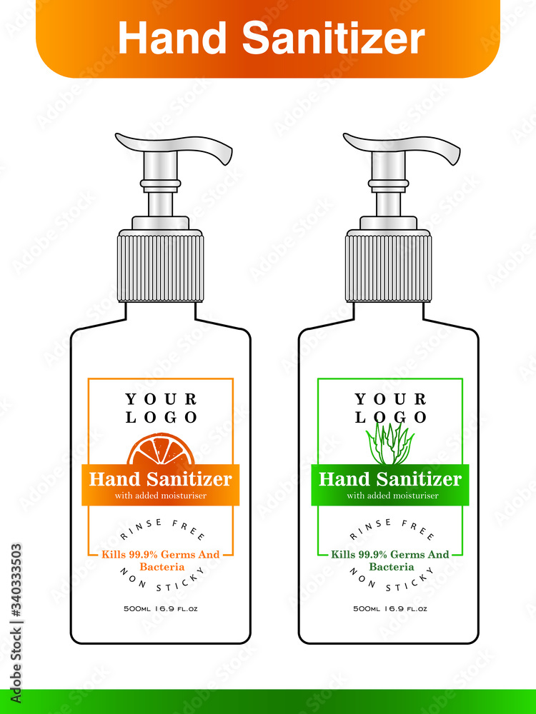 Hand sanitizer label design vector graphic template for packaging ...