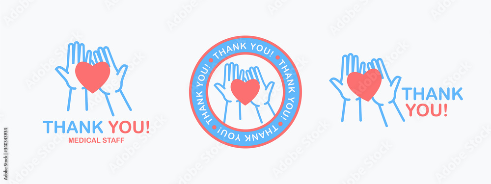 Thank you. Isolated phrase with silhouette of hands holding a heart ...