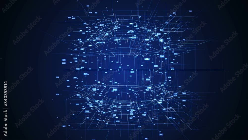 Big data visualization with digital sphere. HUD grid corners motion ...
