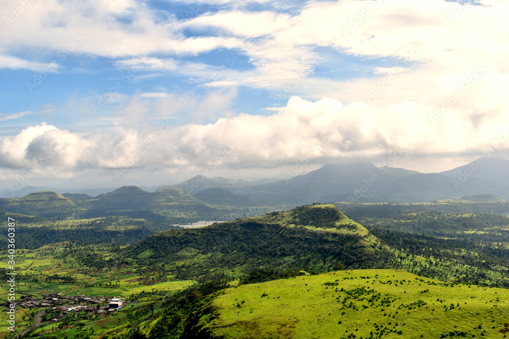 Top view of the hill with rainy cloud Stock Photo | Adobe Stock