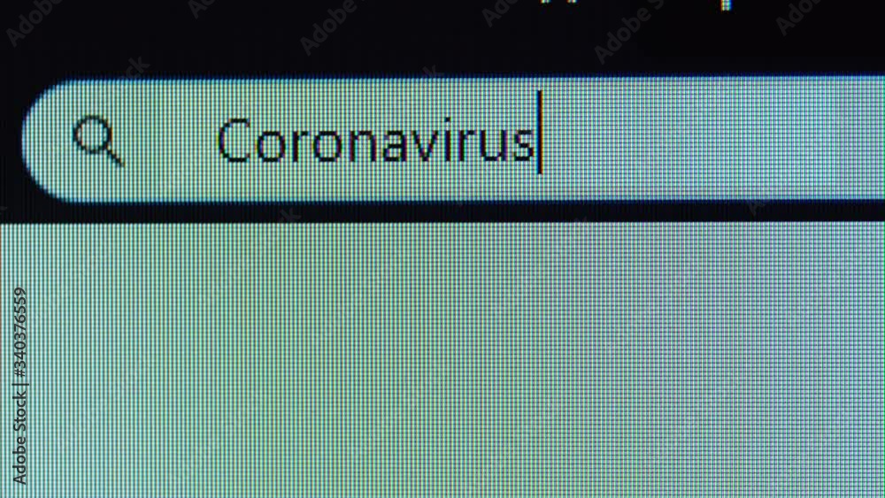 Browser tab with Coronavirus recession text typed on the computer ...