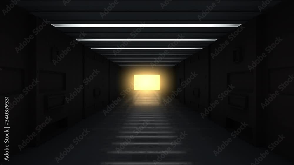 Light At The End of the Tunnel - 3D animation concept featuring a dark ...
