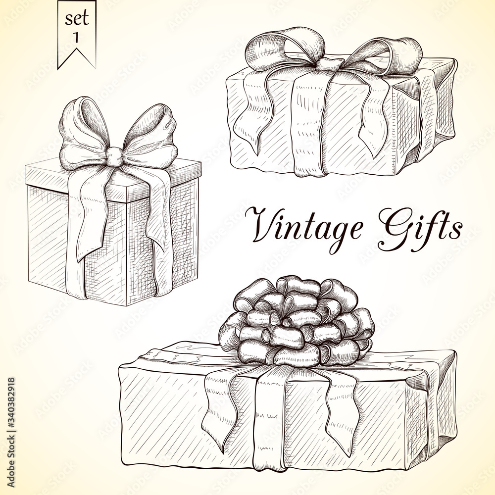 Picture Of A Present Box Drawing