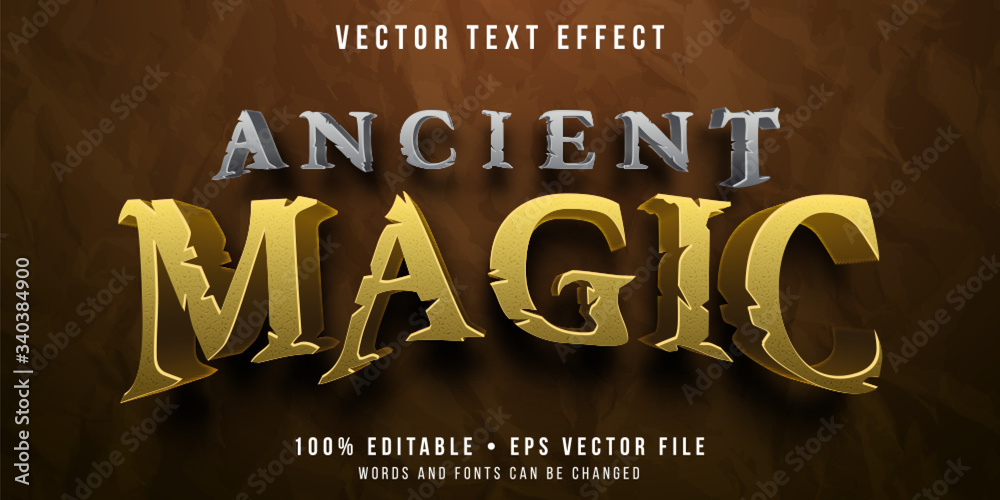 Editable text effect - ancient magic game style Stock Vector | Adobe Stock