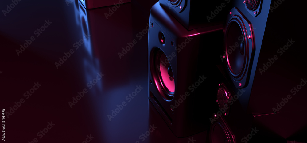 Neon Glowing Purple Blue Performance Music Studio Vibrant Electric ...
