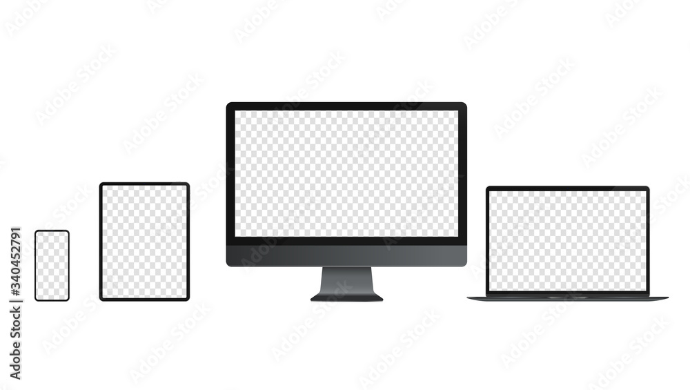 Devices with transparent screen template. Realistic vector ...