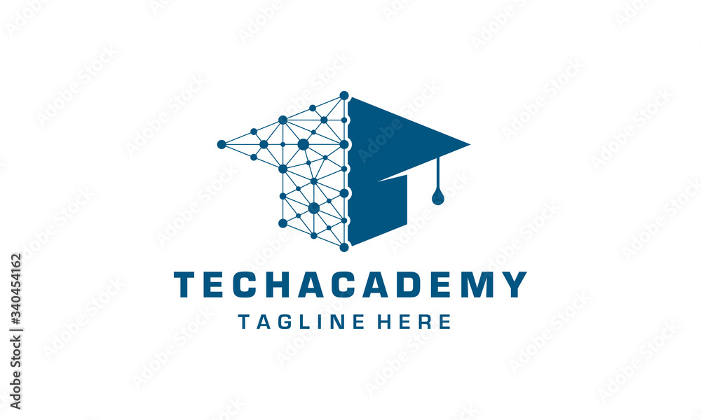Blue Artificial Intelligence Technology with Graduation Hat Cap ...
