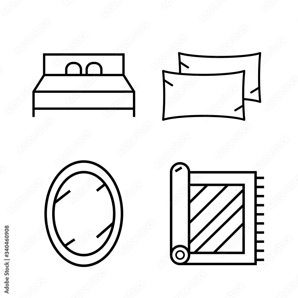 Bed room icon set with outline style vector for your web design, logo ...