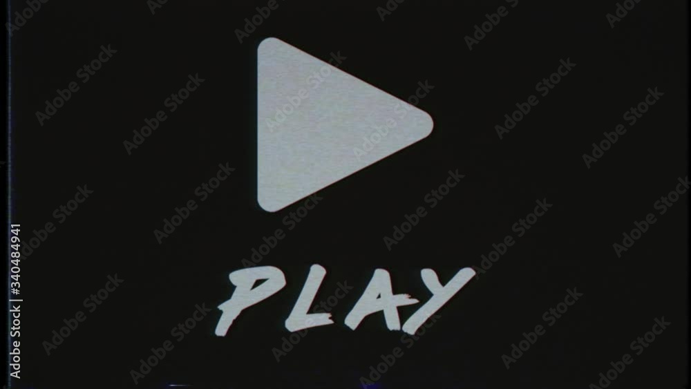 Retro VHS glitch PLAY triangle Symbol Icon from 80s 90s Vintage ...