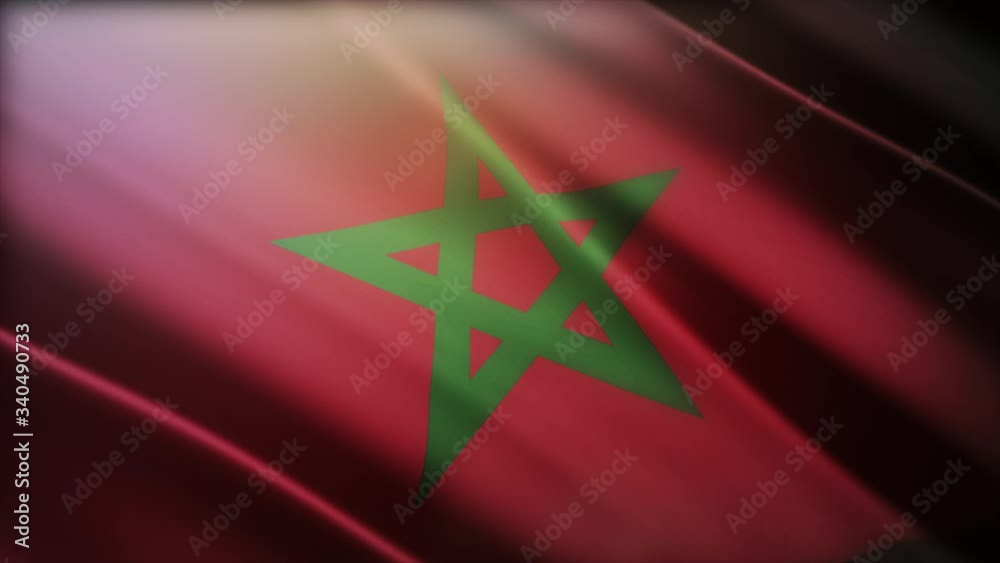 4k Morocco National flag slow waving with visible wrinkles in Moroccan ...