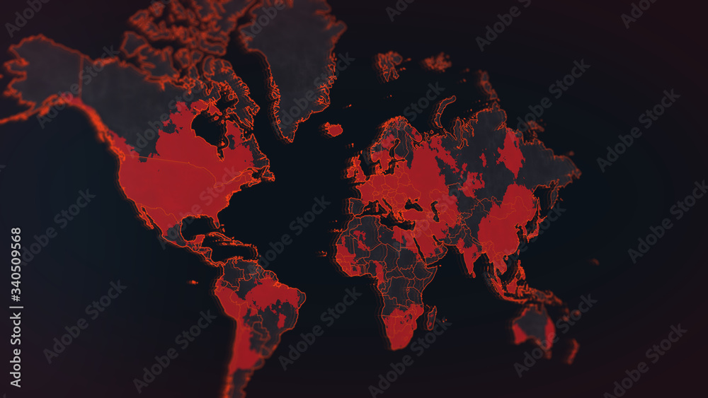 World map of the spread of virus infection. COVID-19. Influenza. MERS ...