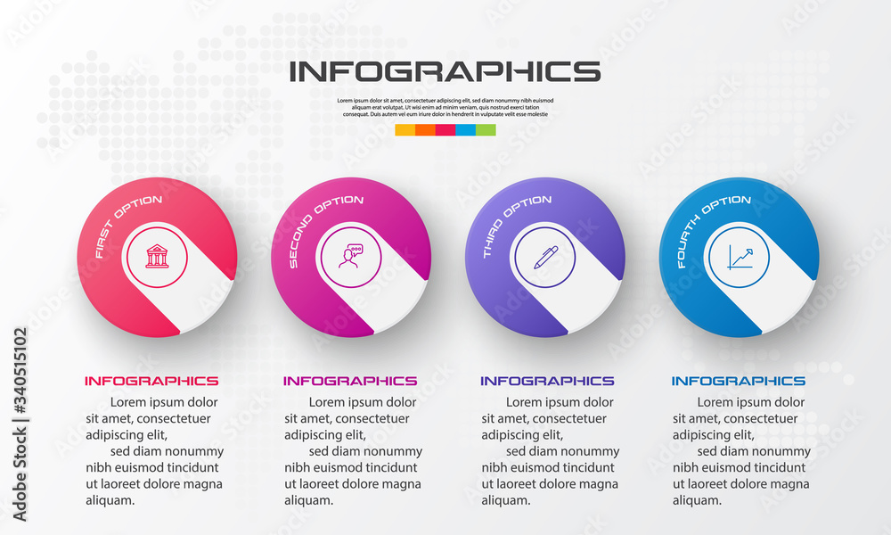 Circle chart infographic template with 4 options,Vector illustration ...