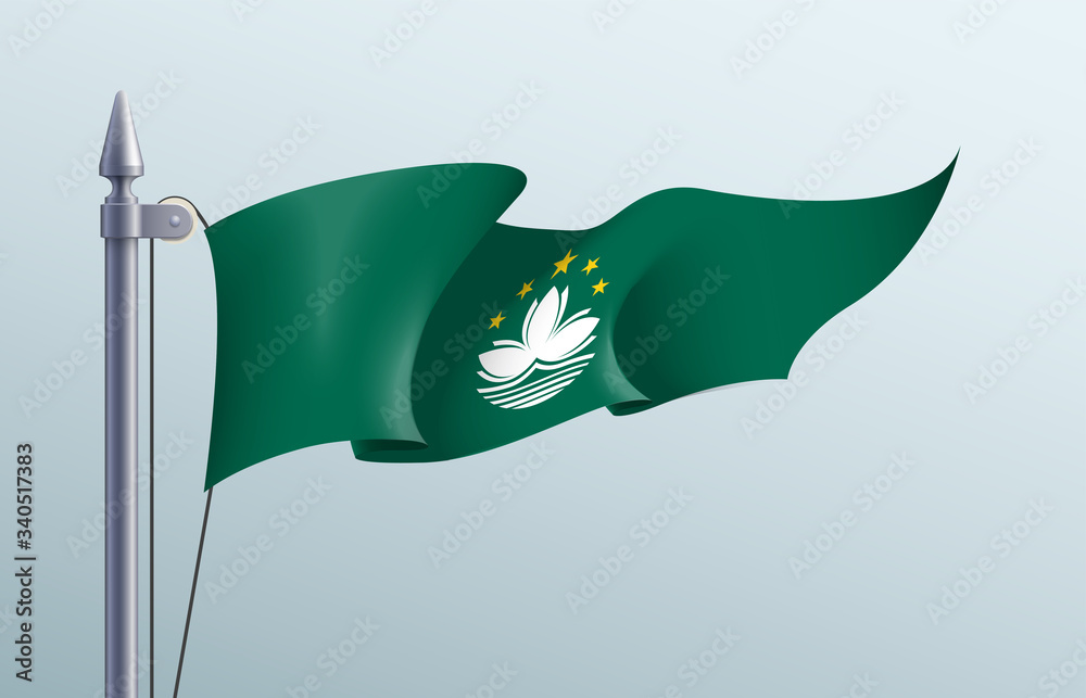 Macau flag state symbol isolated on background national banner ...
