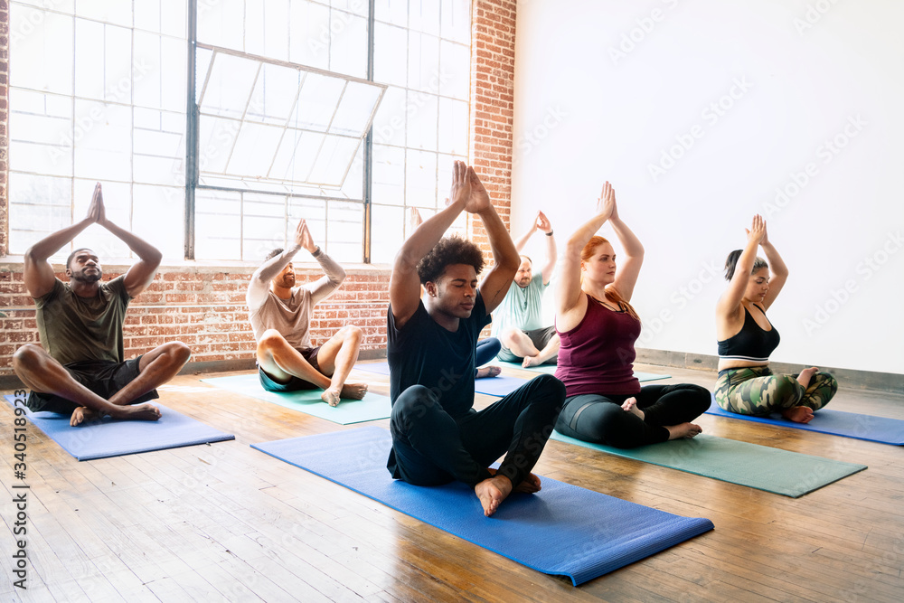 Beginners yoga class Stock Photo | Adobe Stock