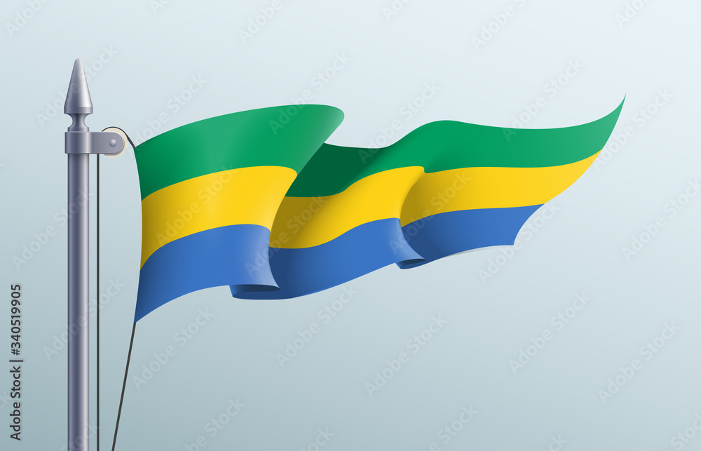 Gabon flag state symbol isolated on background national banner ...