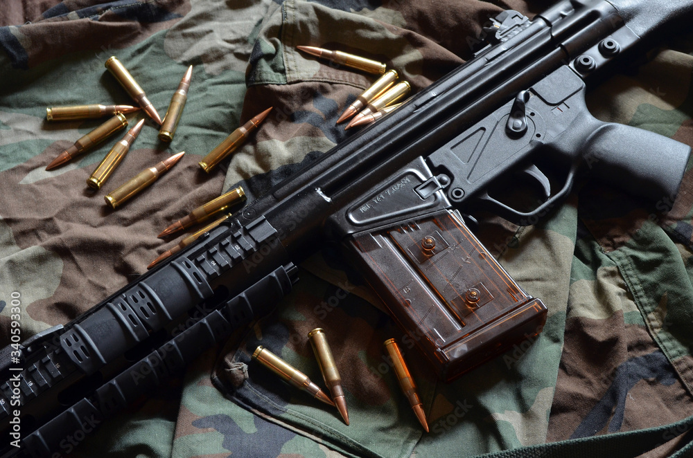 G3 assault rifle developed by Heckler & Koch GmbH and in use with a ...