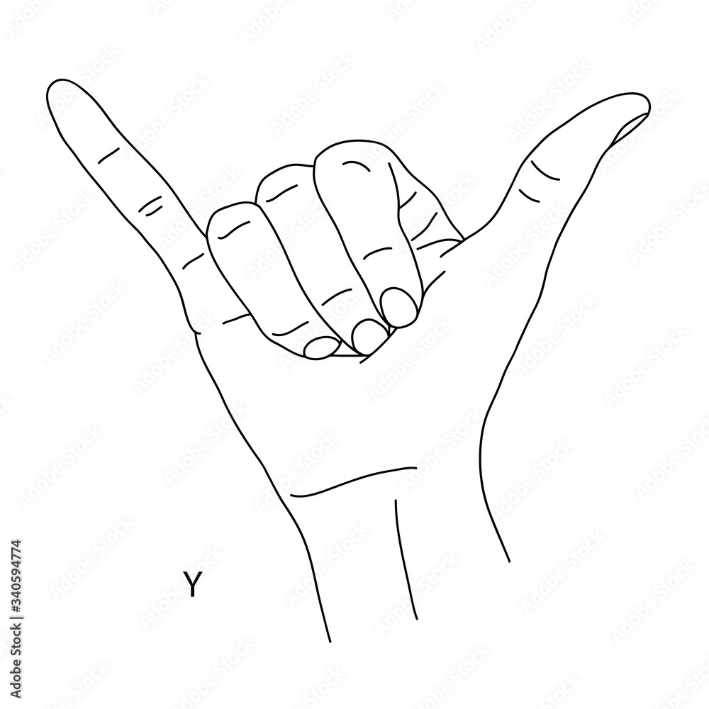The letter Y in sign language. This gesture has the form of a ...