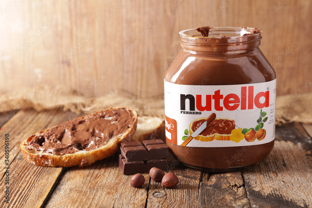 nutella jar with bread Stock Photo | Adobe Stock