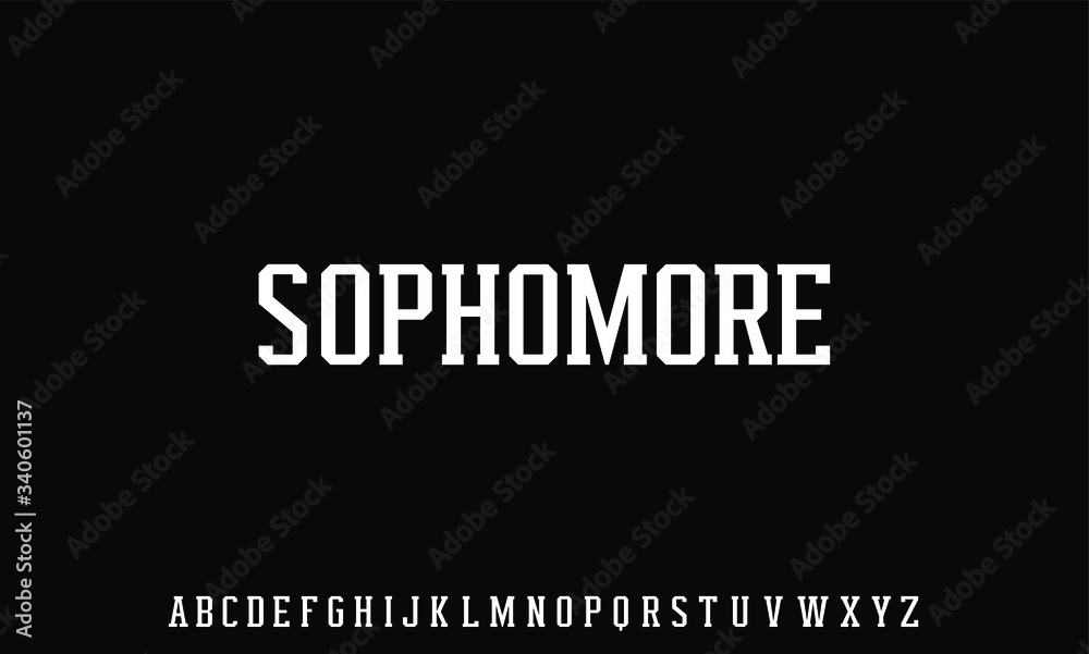 sophomore, varsity college font alphabet vector set Stock Vector ...