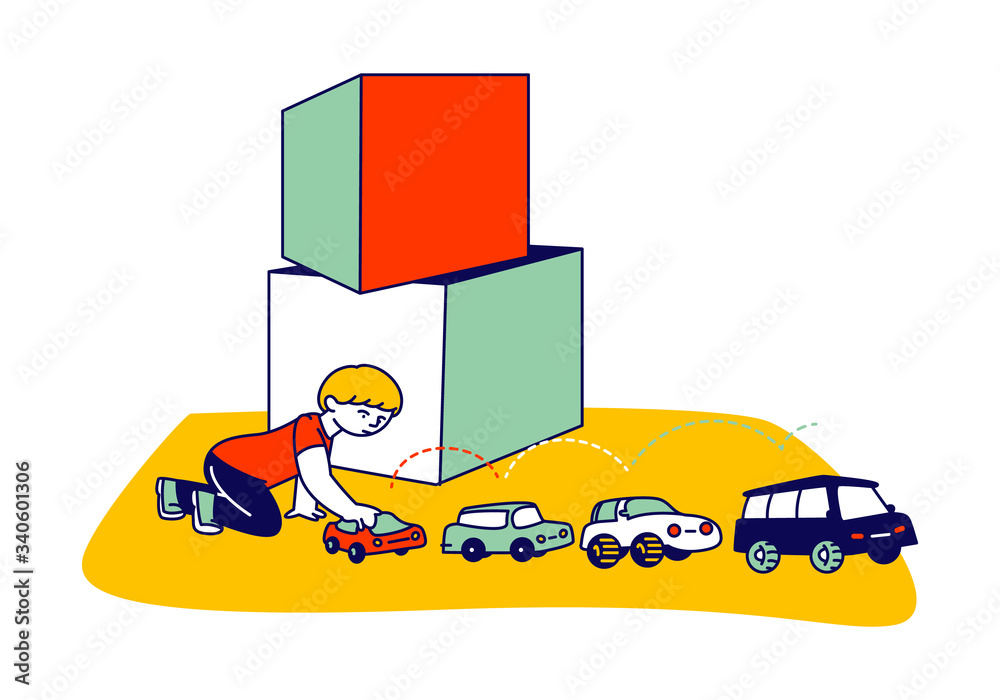 Little Boy Character with Autism Disorder Sitting on Floor Playing with ...