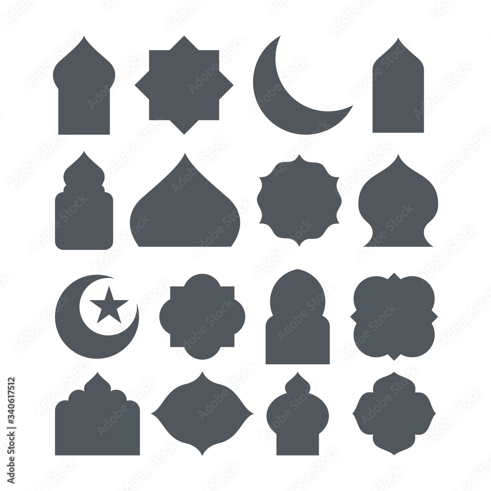 Set of Islamic Shape Illustration Design, Blank Islamic Shape Template ...