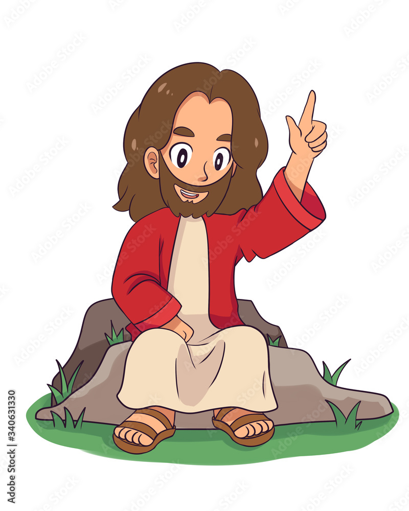 Jesus Teaching Children Illustration Cartoon Stock Illustration | Adobe ...