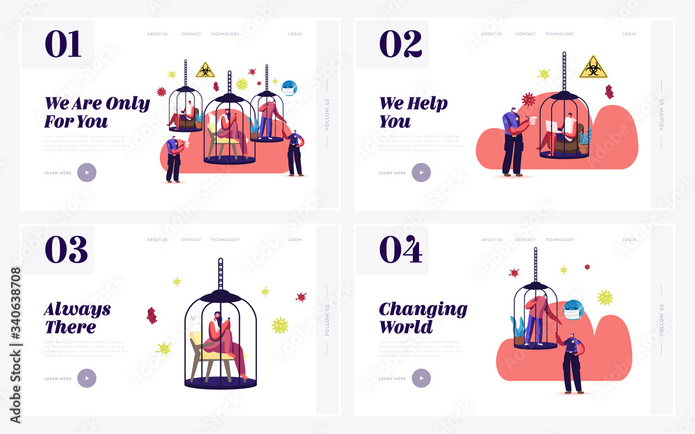 Home Isolation Landing Page Template. Characters Sitting in Cages ...