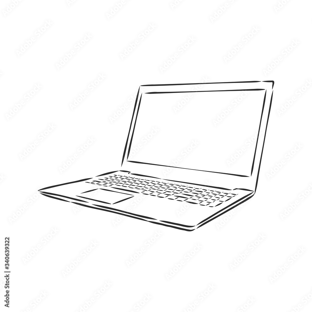 Laptop sketch vector illustration, laptop vector sketch illustration ...