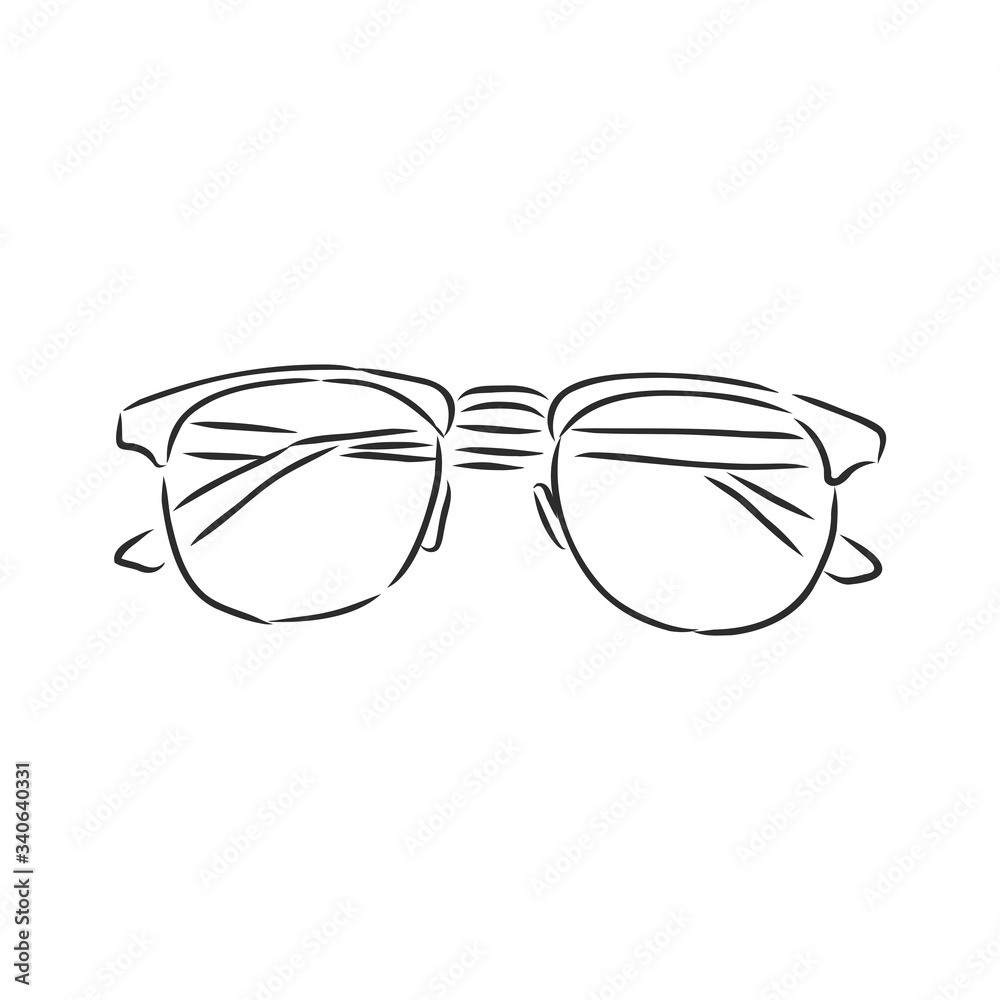 Doodle Outline Vector Illustration Of Sunglasses Cute Summer Doodle Black And White Line Art