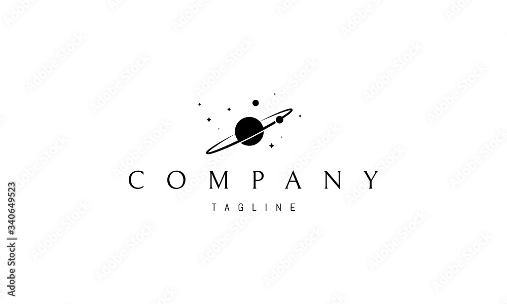 Vector logo on which an abstract image of a planet with an orbit in ...
