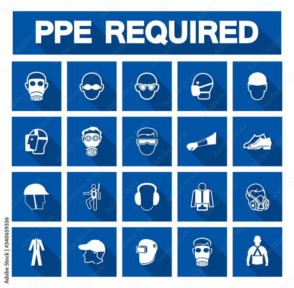 Required Personal Protective Equipment (PPE) Symbol,Safety Icon Stock ...