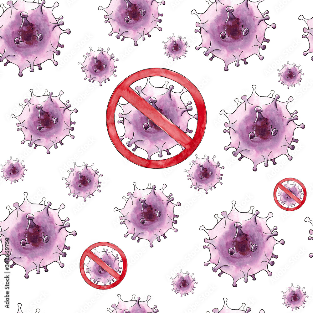 Watercolor hand drawn sketch illustration seamless pattern background ...